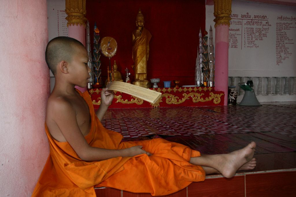 LAOS - Un bonze a l'etude (Luang Prabang) - Passion Trail